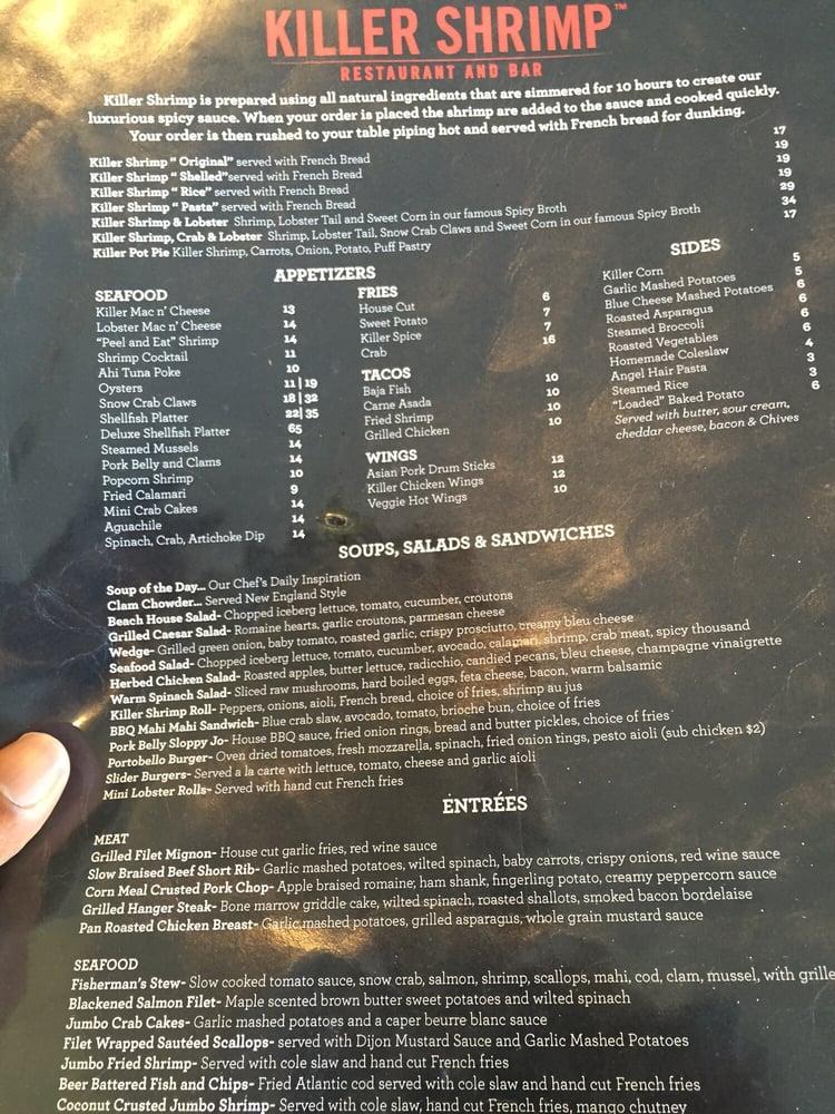 Menu at Killer Shrimp pub & bar, Marina del Rey, Admiralty Way