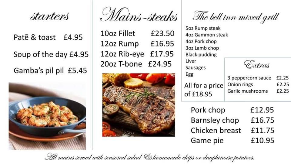 Menu at The Bell Inn pub & bar, Husbands Bosworth