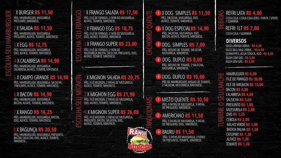 Menu em Rango Burger pub & Bar, Campo Grande
