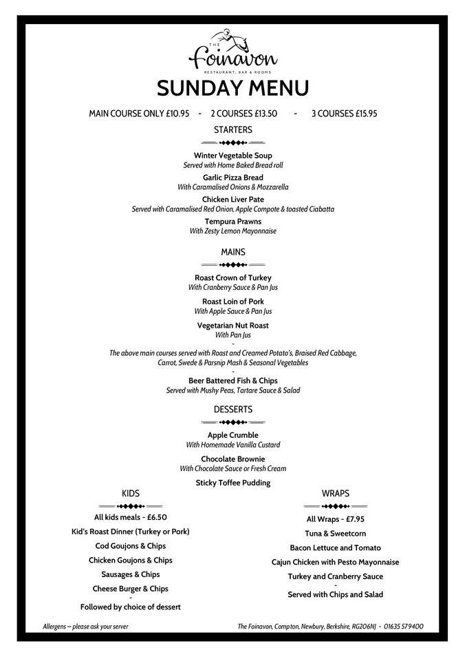 Menu at The Swan at Compton pub & bar, Compton