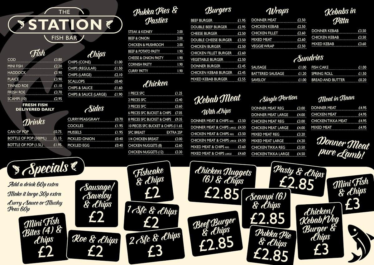Carta de The Station Fish Bar Northfield B31 3TE, Birmingham