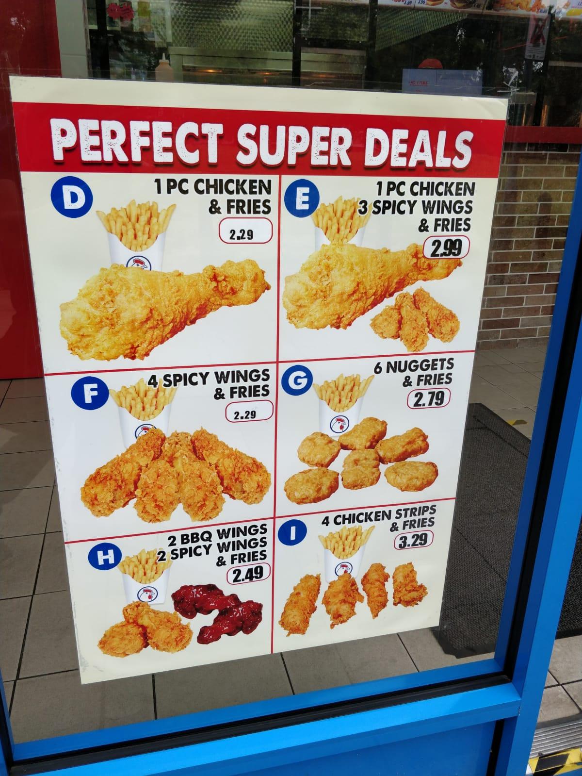 Menu at PERFECT CHICKEN restaurant, London, 4 Kingsman St