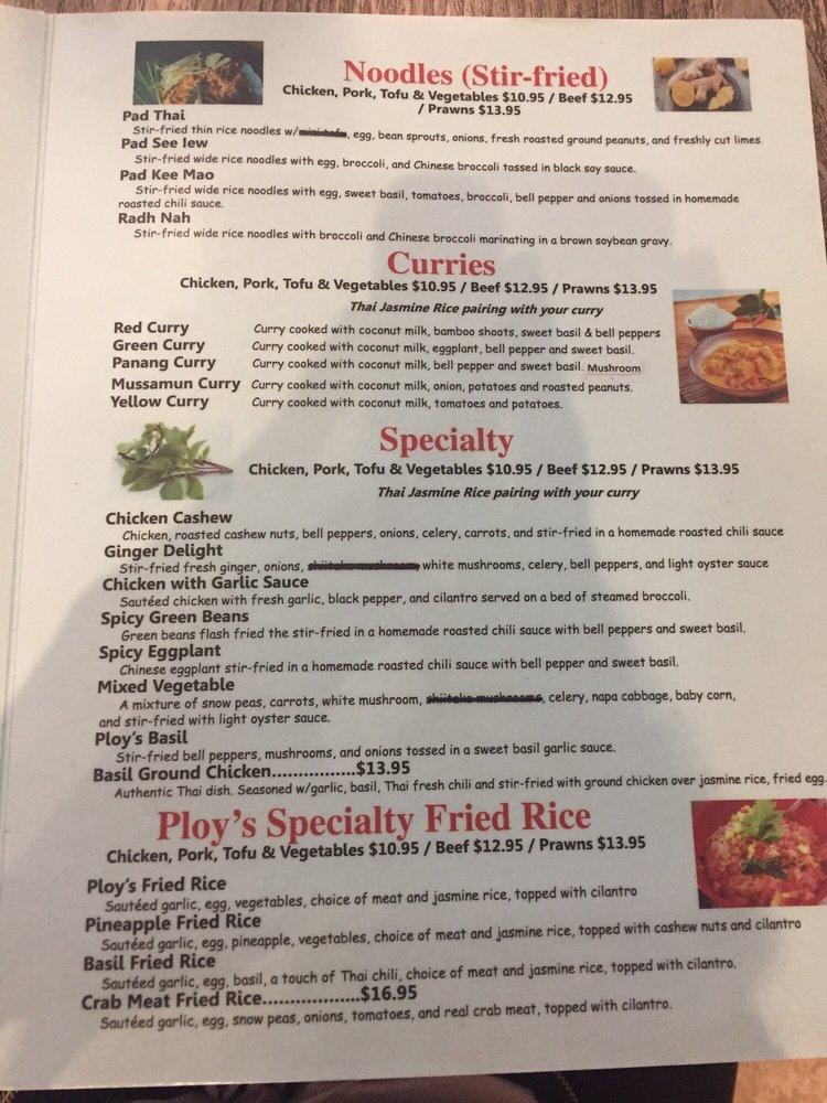 Menu at Ploy Thai Bistro BBQ, Cle Elum