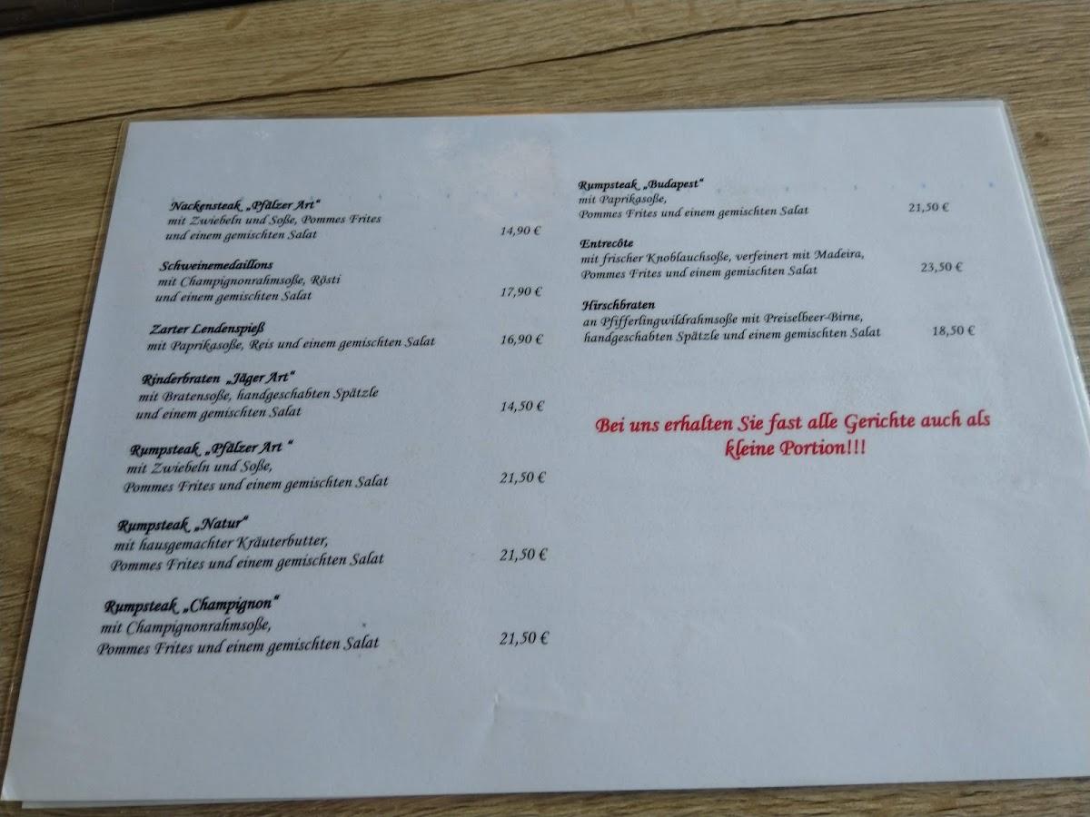 Speisekarte von Restaurant Zum Erwin, Kirrweiler (Pfalz), Gartenstraße 6