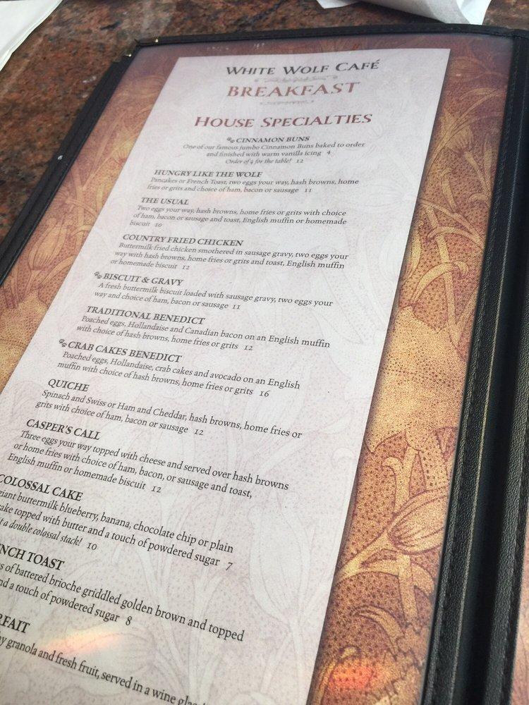 Menu at White Wolf Cafe, Orlando