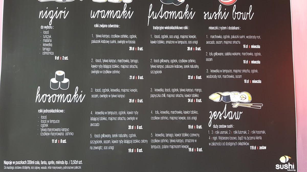 Menu at YANAGI-BABA restaurant, Zdunska Wola