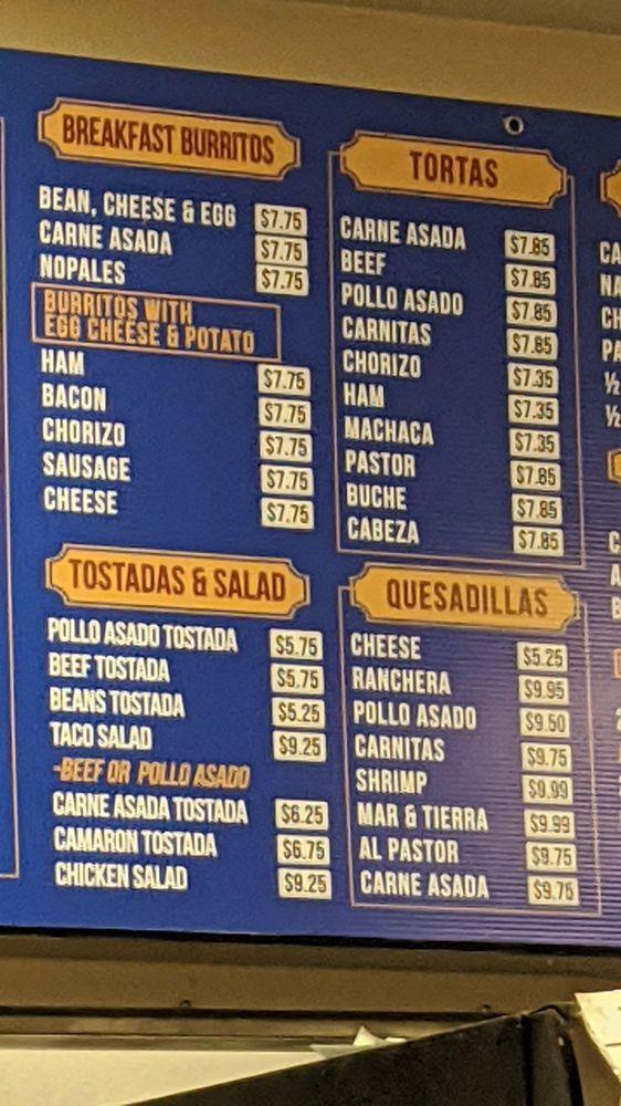 Menu at La Paloma Mexican Food restaurant, Indio