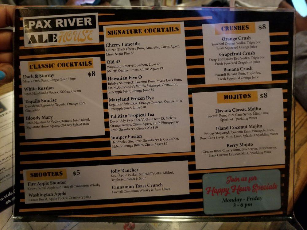 Carta del pub y bar Pax River Ale House, Lexington Park