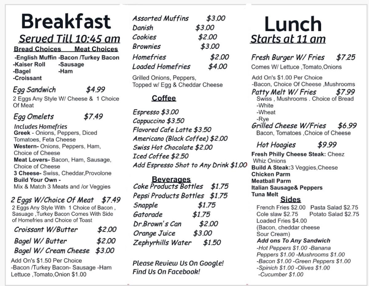 Menu at Anthony's Grill restaurant, Boca Raton