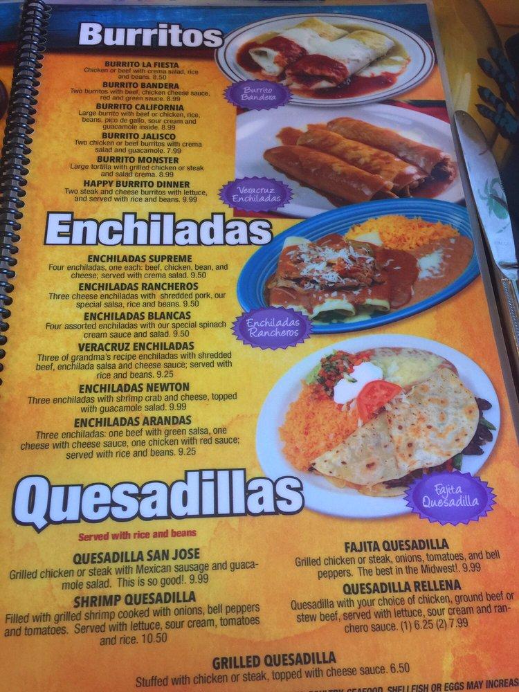 Menu at Casa Fiesta Mexican Restaurant, Newton