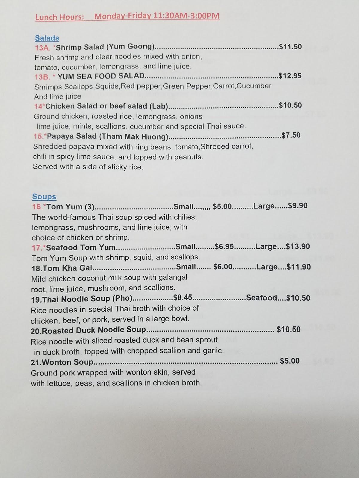 Menu at Nam Khong restaurant, Westerly, 105 Franklin St Unit #31
