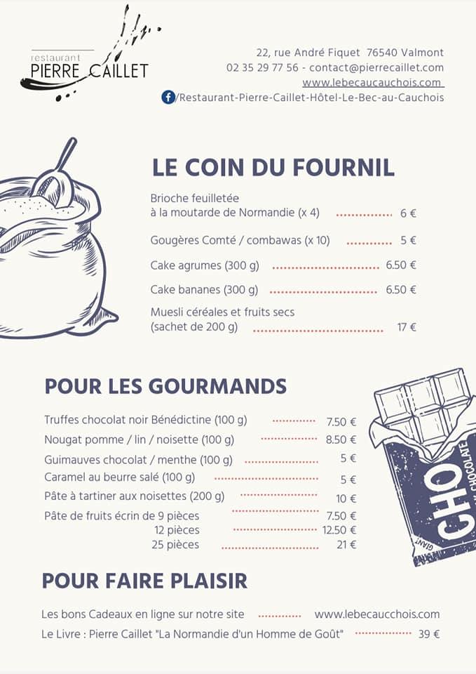Menu au La Maison Caillet restaurant, Valmont, 22 Rue André Fiquet