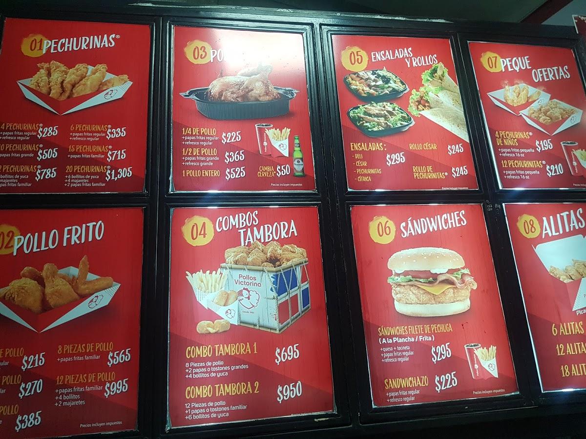 Menu at Pollos Victorina restaurant, Santo Domingo, F29J+MR6