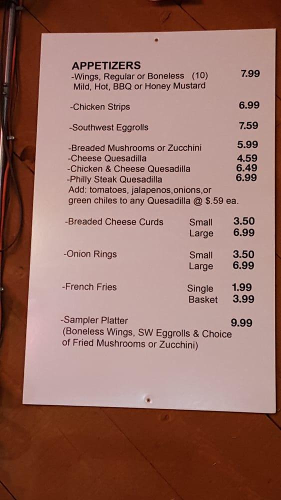 Menu at Bent Prop Saloon & Cookery pub & bar, Eloy