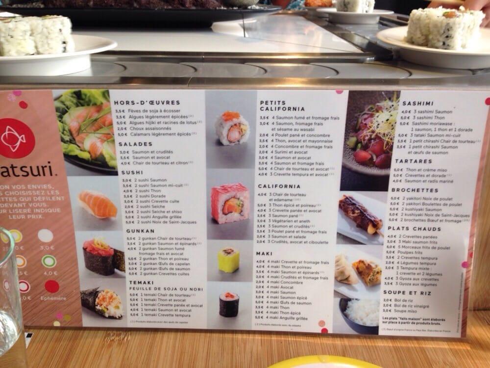 Menu at Matsuri restaurant, Paris, 36 rue Richelieu