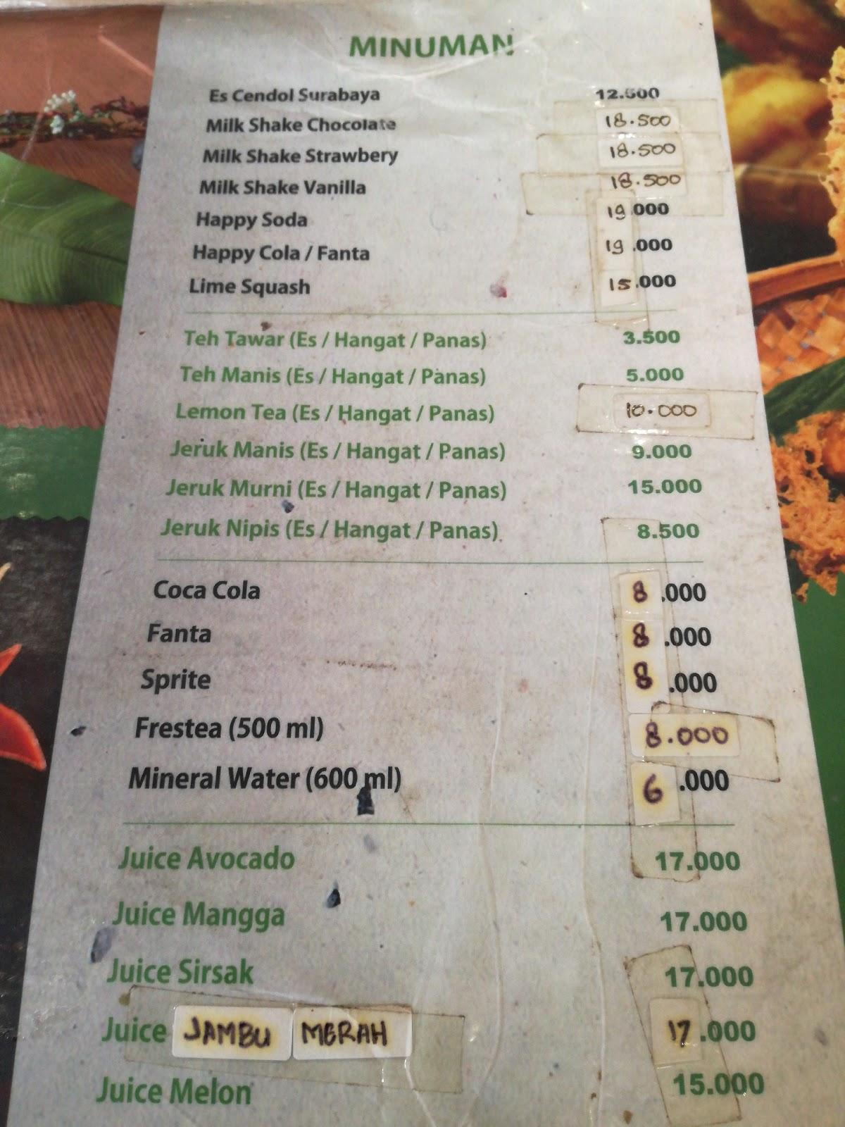 Carta del restaurante Sari Rasa Ayam Penyet, Balikpapan