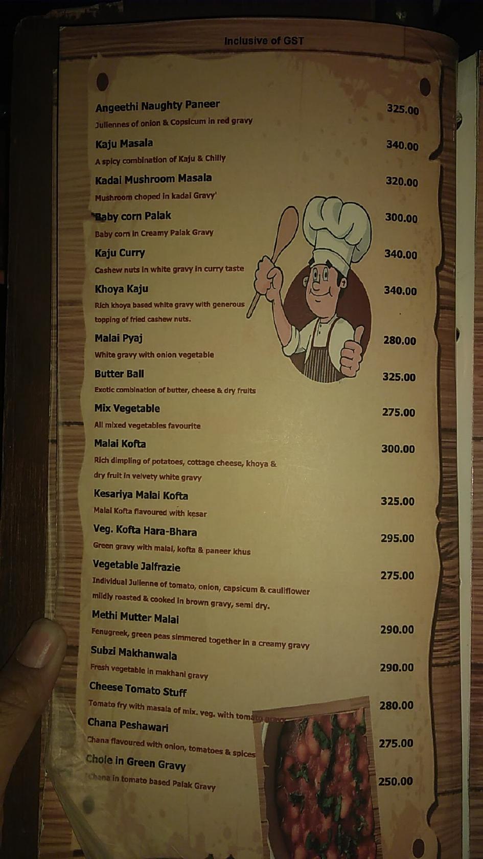 Menu at Angeethi restaurant, Jaipur, Ramayana Apartment