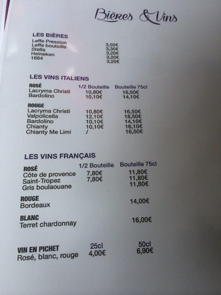 Menu at Bel Canto pizzeria, Mons-en-Barœul
