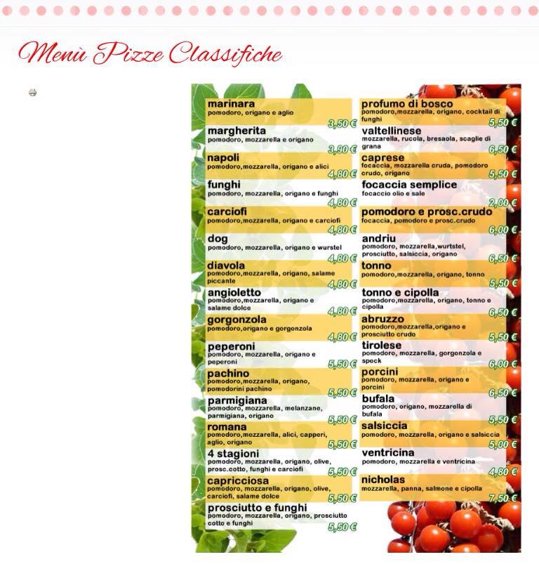 Menu at Pizzeria Leonardo, Chieti, Via Papa Giovanni Paolo II