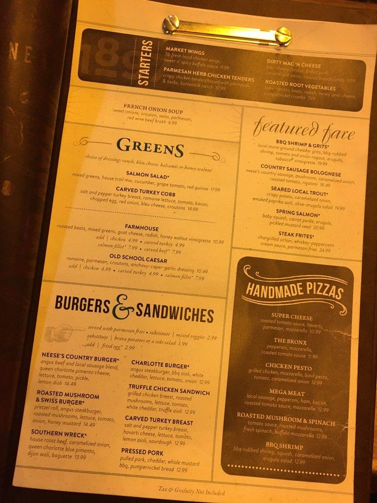 Menu at 1897 Market pub & bar, Charlotte, Josh Birmingham Pkwy