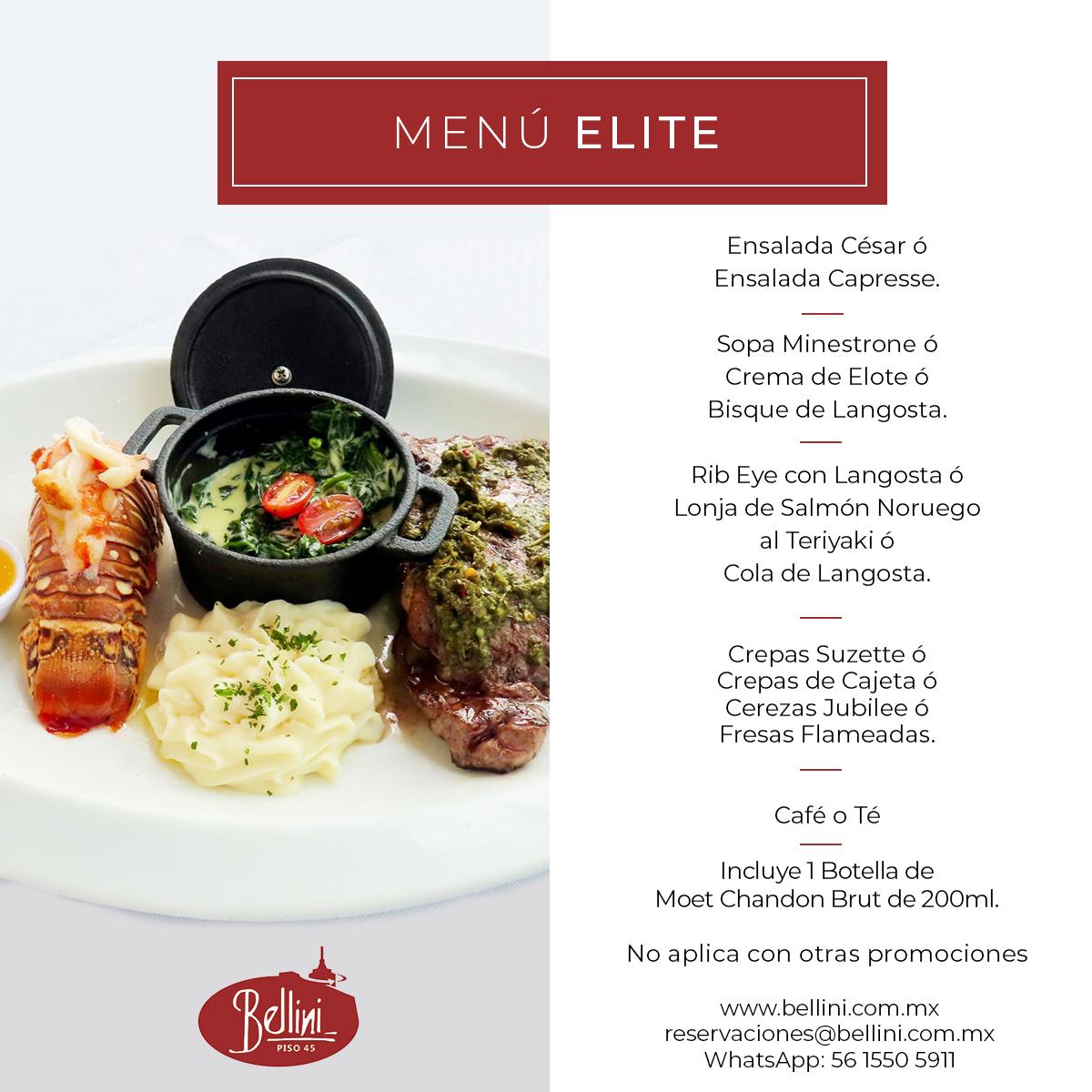Carta de Bellini Restaurante Giratorio, Ciudad de México, Montecito 38 ...