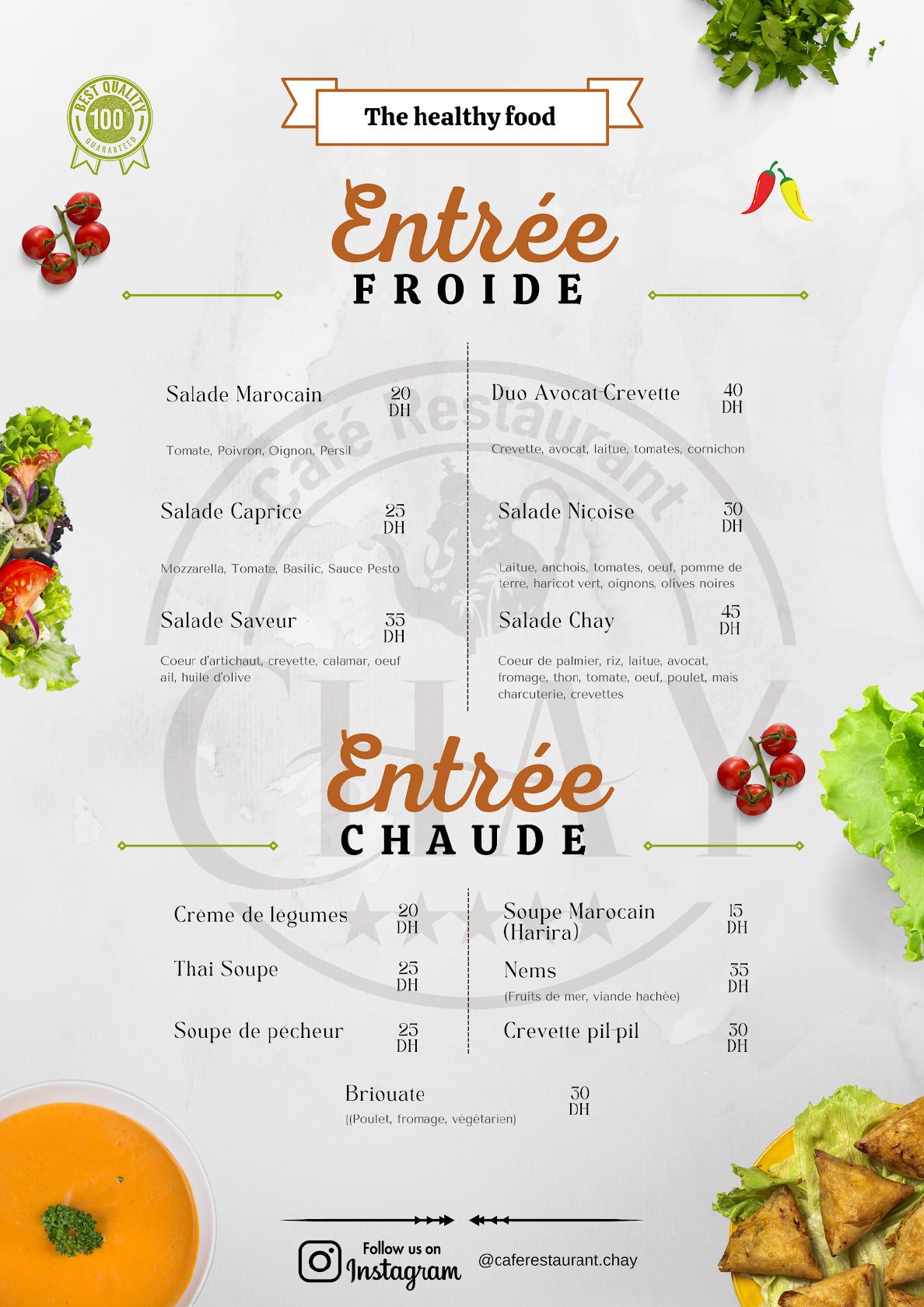 Menu at Café Restaurant Chay, Ouarzazate