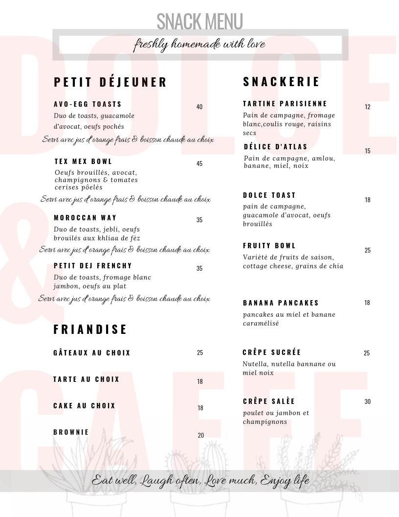 Menu at Dolce&caffee Al Fourate, Casablanca