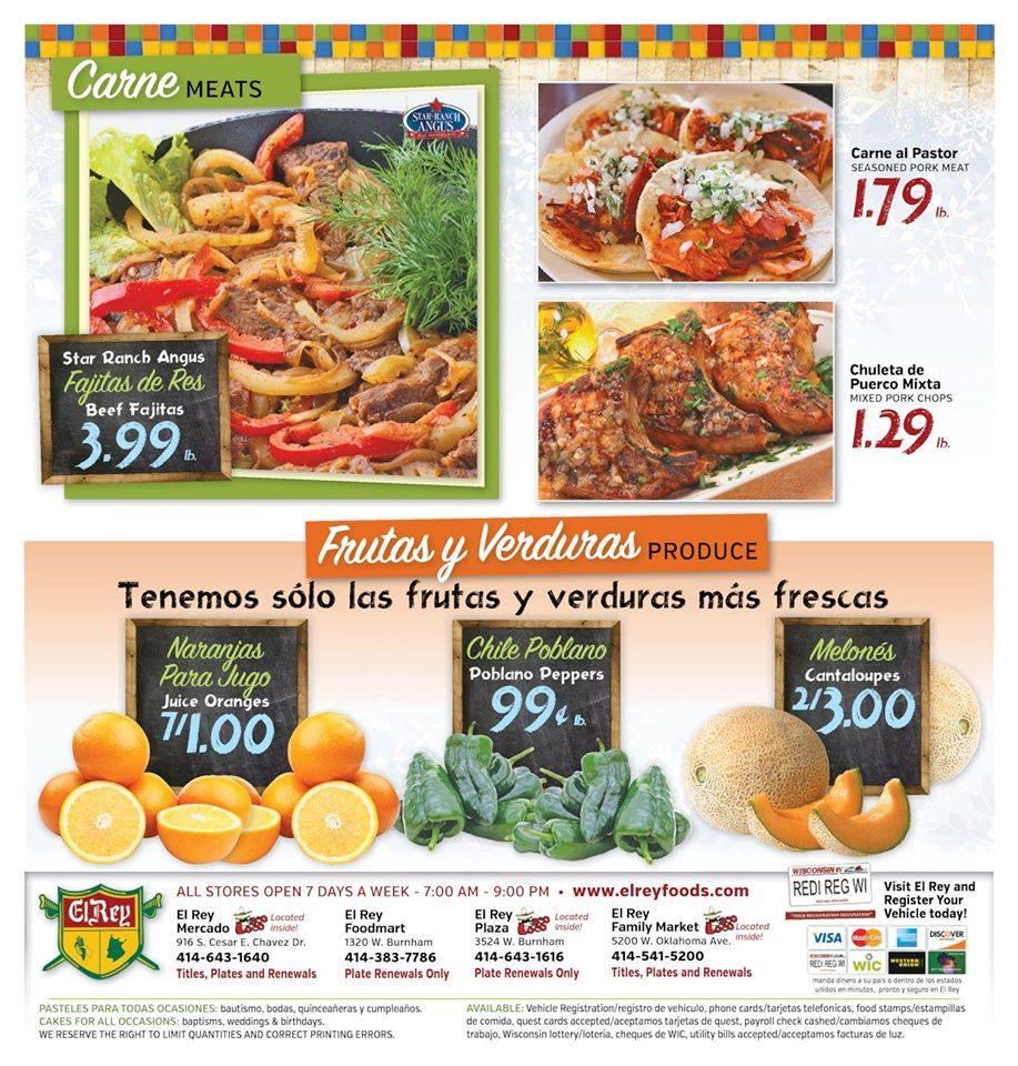 Menu at El Rey Family Market restaurant, Milwaukee, W Oklahoma Ave