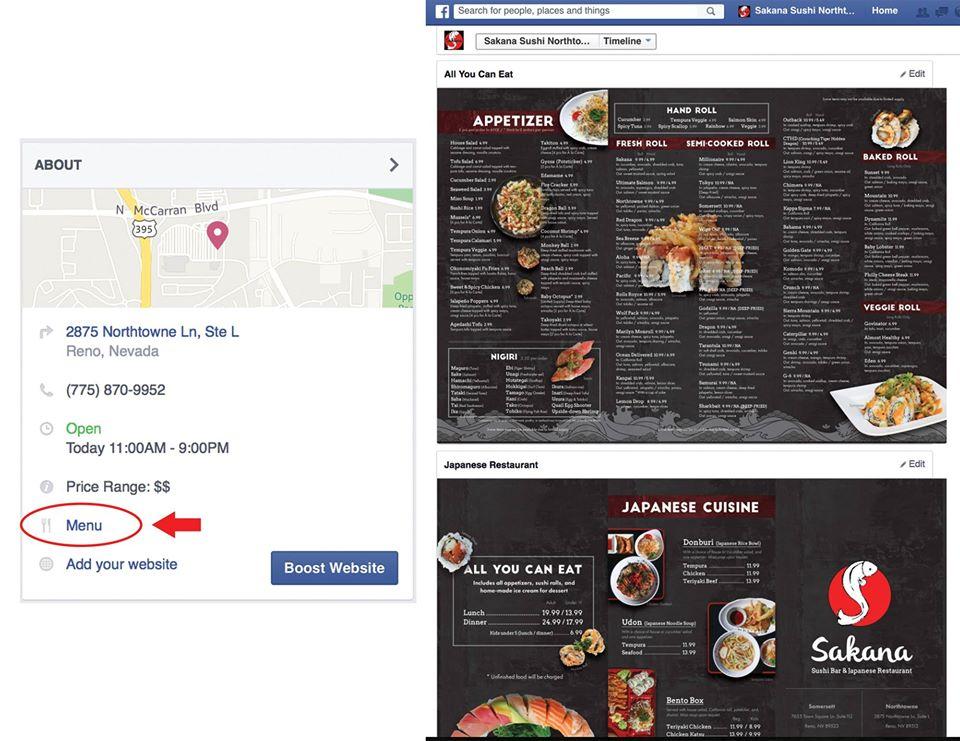 Menu at Sakana Sushi restaurant, Reno, Northtowne Ln # L