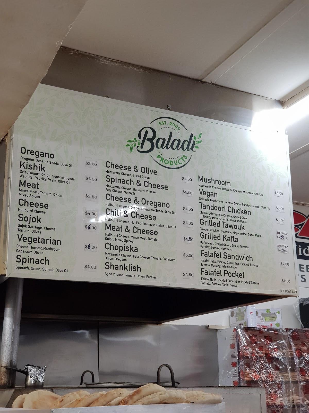 Menu at Baladi on Brady fast food, Dandenong North