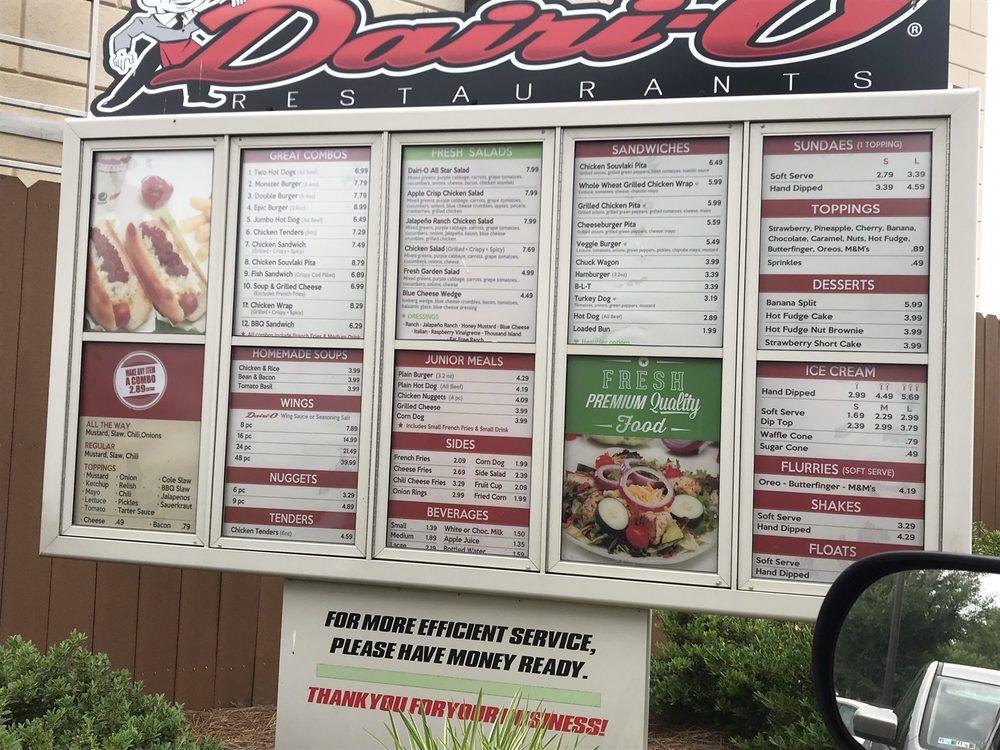 Menu at Dairi-O of Clemmons fast food, Clemmons
