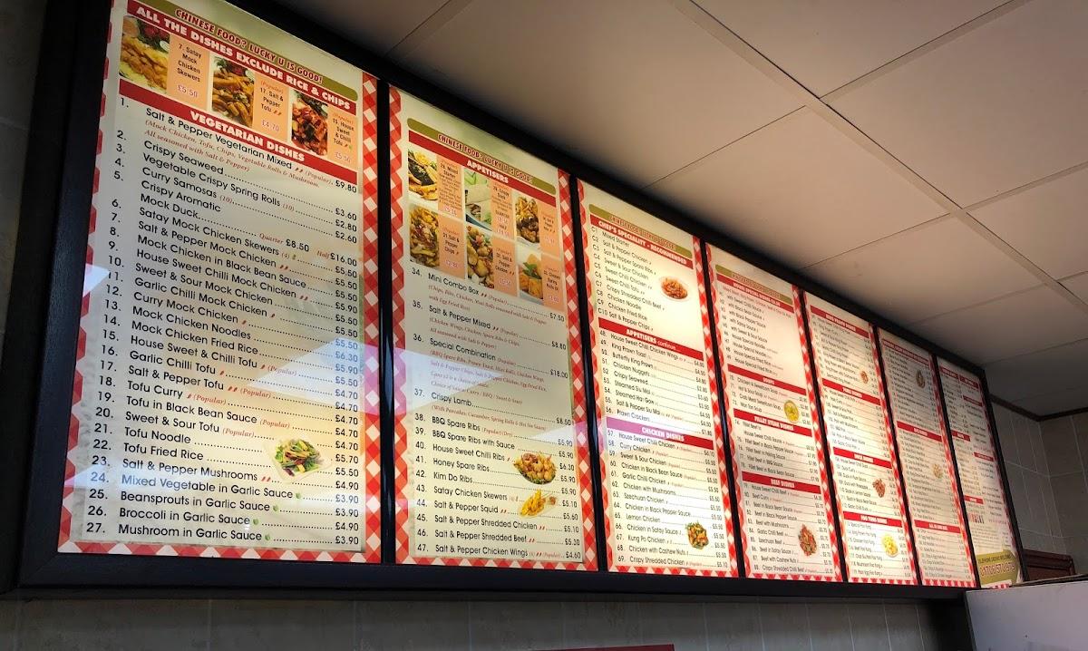 Menu at Lucky U, Heywood