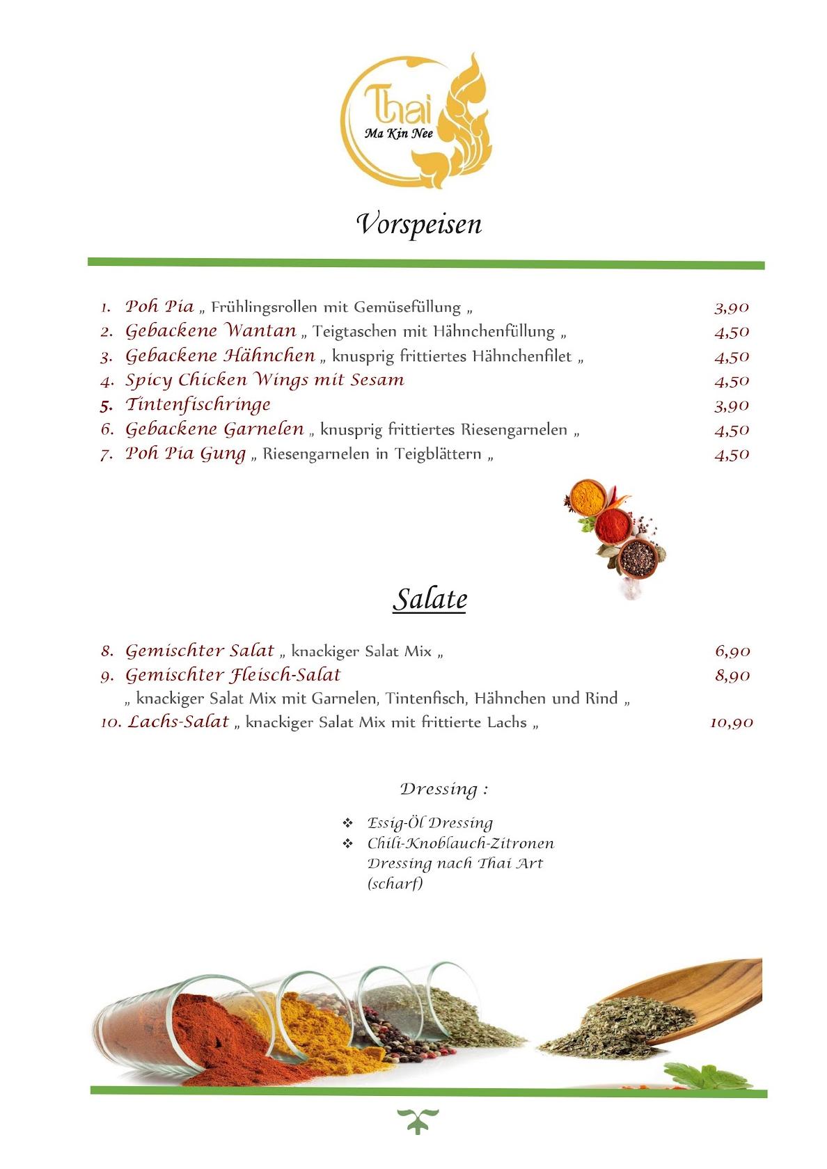 Speisekarte von Ma Kin Nee - Ratingen restaurant, Ratingen