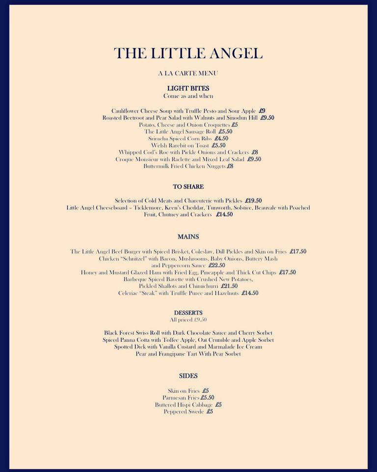 Menu at The Little Angel pub & bar, Henley-on-Thames