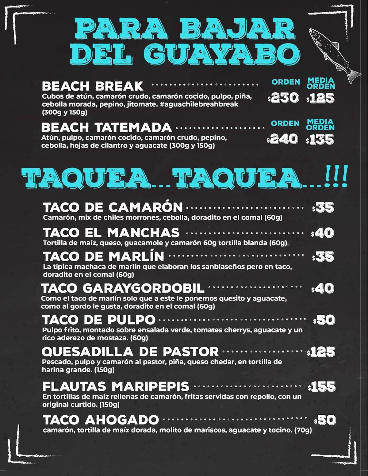 Menu at Tunabreak Escala Náutica San Blas restaurant, San Blas, Escala ...