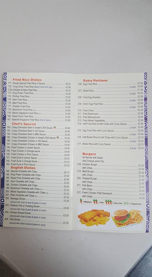 Menu at Village Chippy fast food, Stalybridge