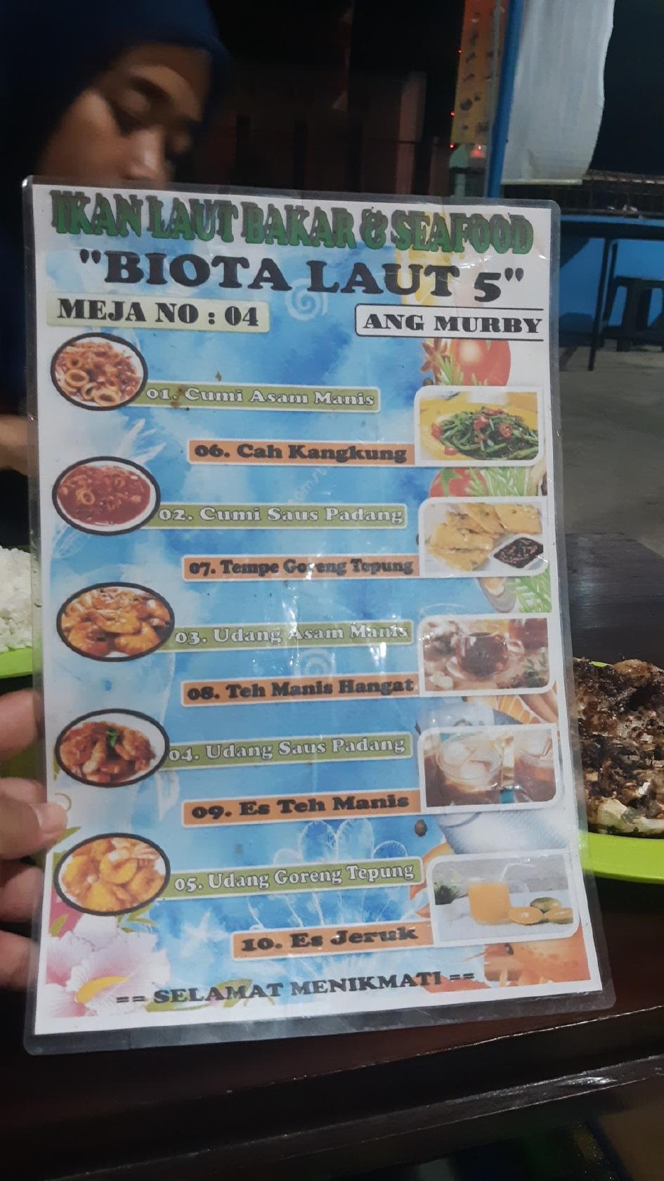Menu at Biota Laut5 Kang Murbi ( Makanan Ikan Laut Bakar & Seafood ...