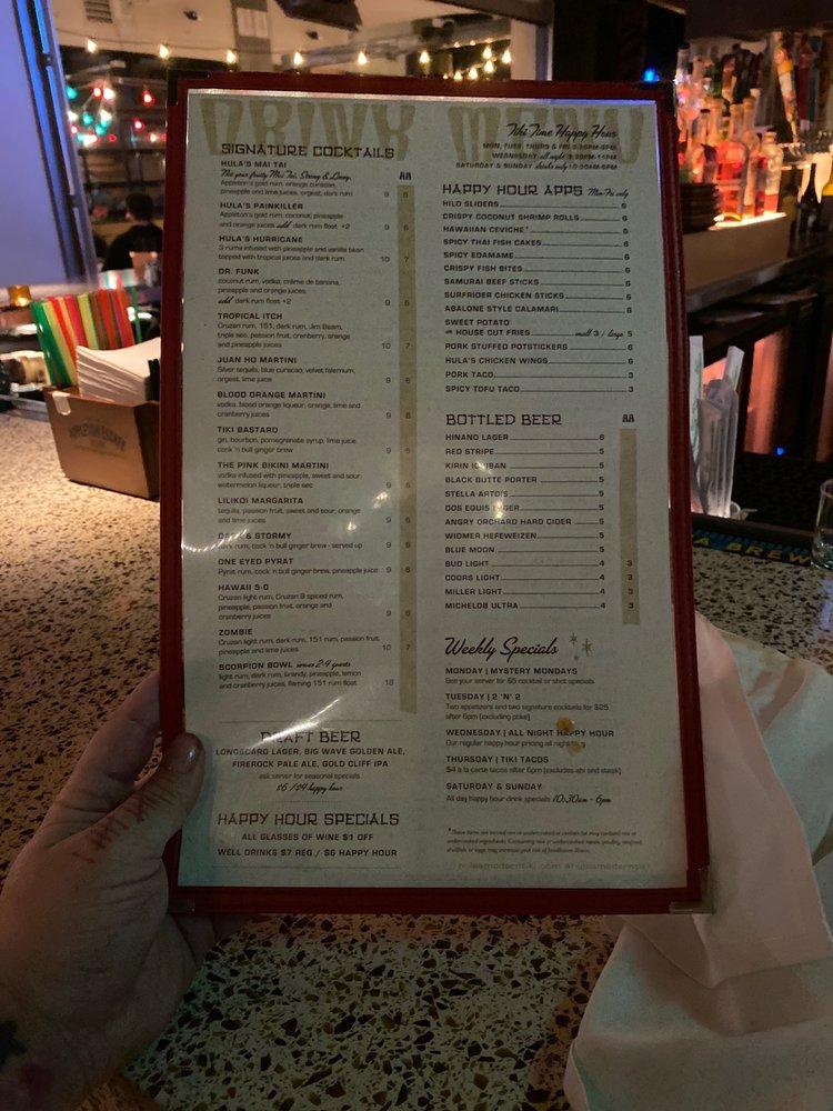 Carta del pub y bar HULA'S Modern Tiki High Street, Phoenix