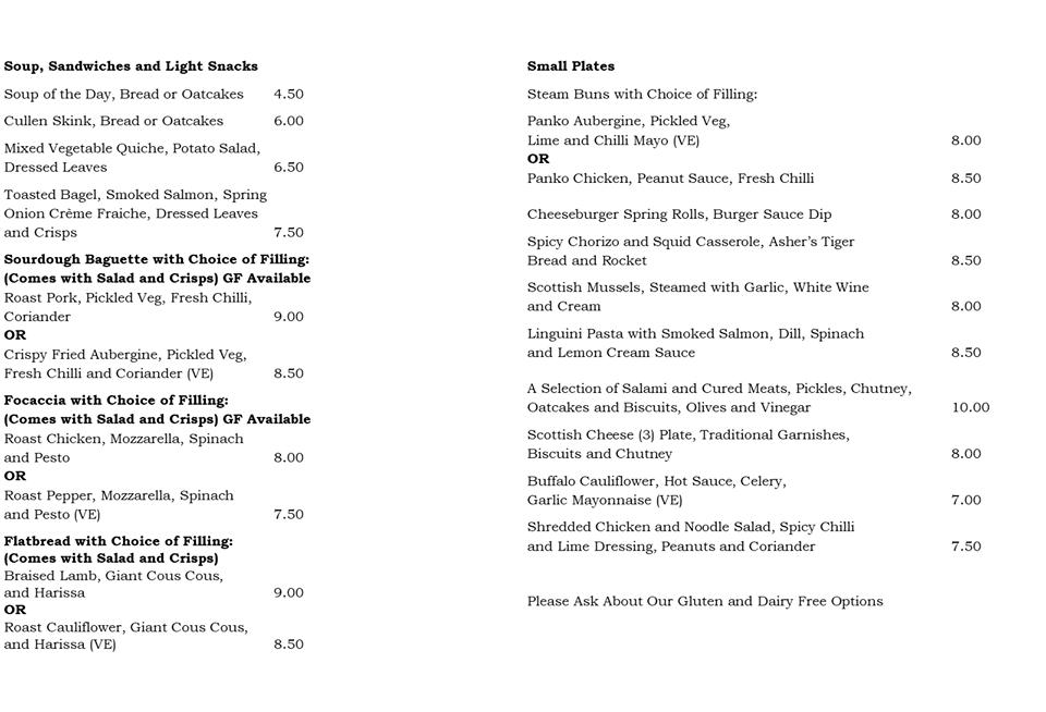 Menu at One One Two on the Brae pub & bar, Nairn
