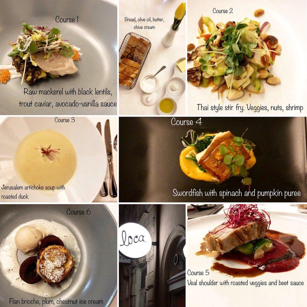 Menu at Loca restaurant, Vienna