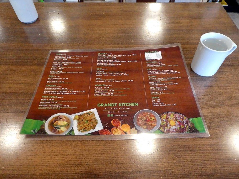 Menu at Grandt Kitchen restaurant, Vancouver