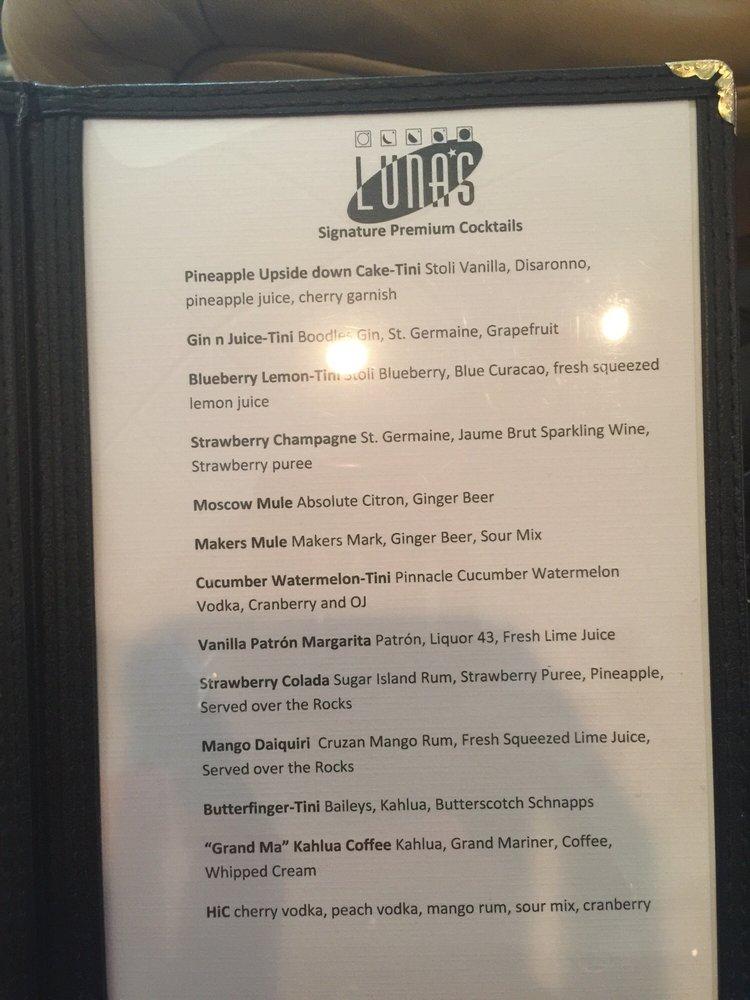 Menu at Luna's Restaurant, Gainesville