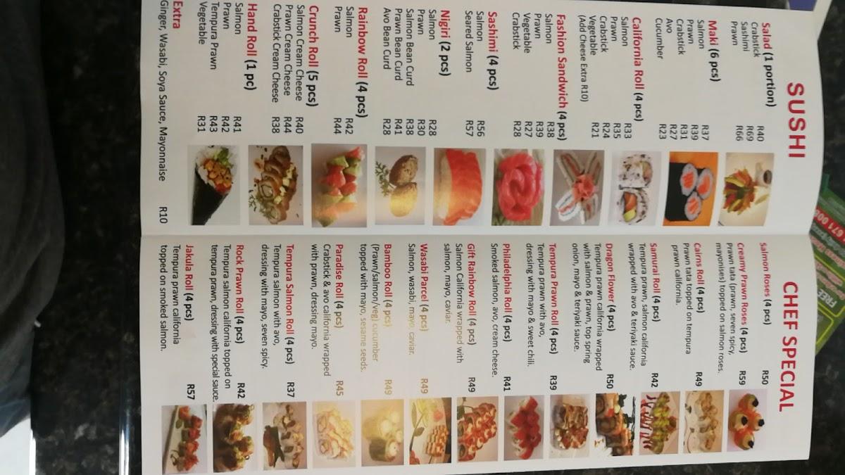 Menu at Asami's House Rosmead restaurant, Cape Town, 15 Carlton Rd