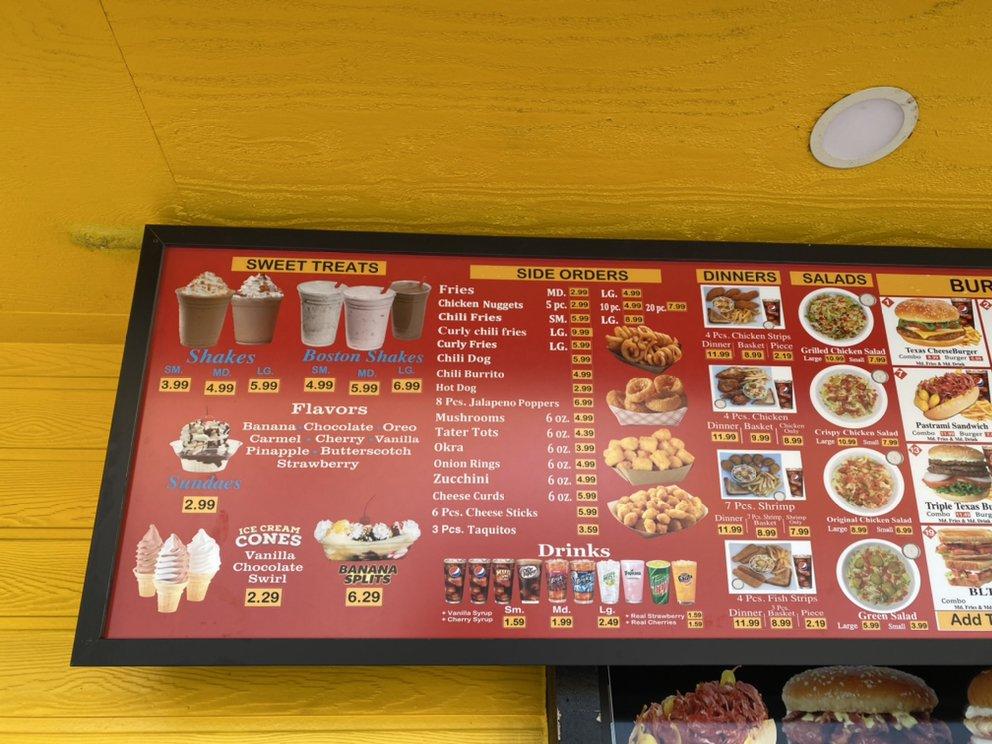 Menu at Buzz's Drive In fast food, Goshen