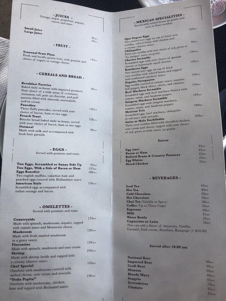 Carta de Restaurant El Rey Sol, Ensenada