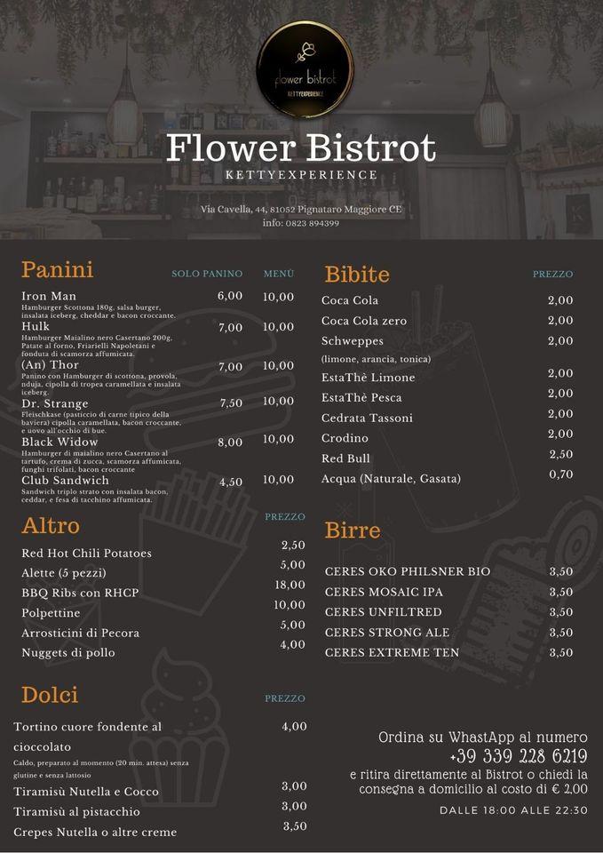 Menu at Flower Bistrot _ kettyexperience pub & bar, Pignataro Maggiore