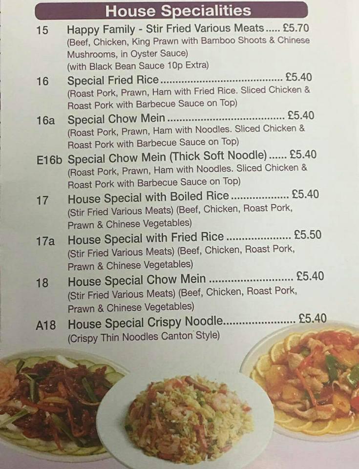 Menu at Hoi Shan fast food, Newton Abbot