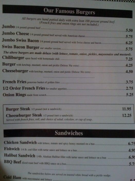 Menu at Lucky Wishbone restaurant, Anchorage