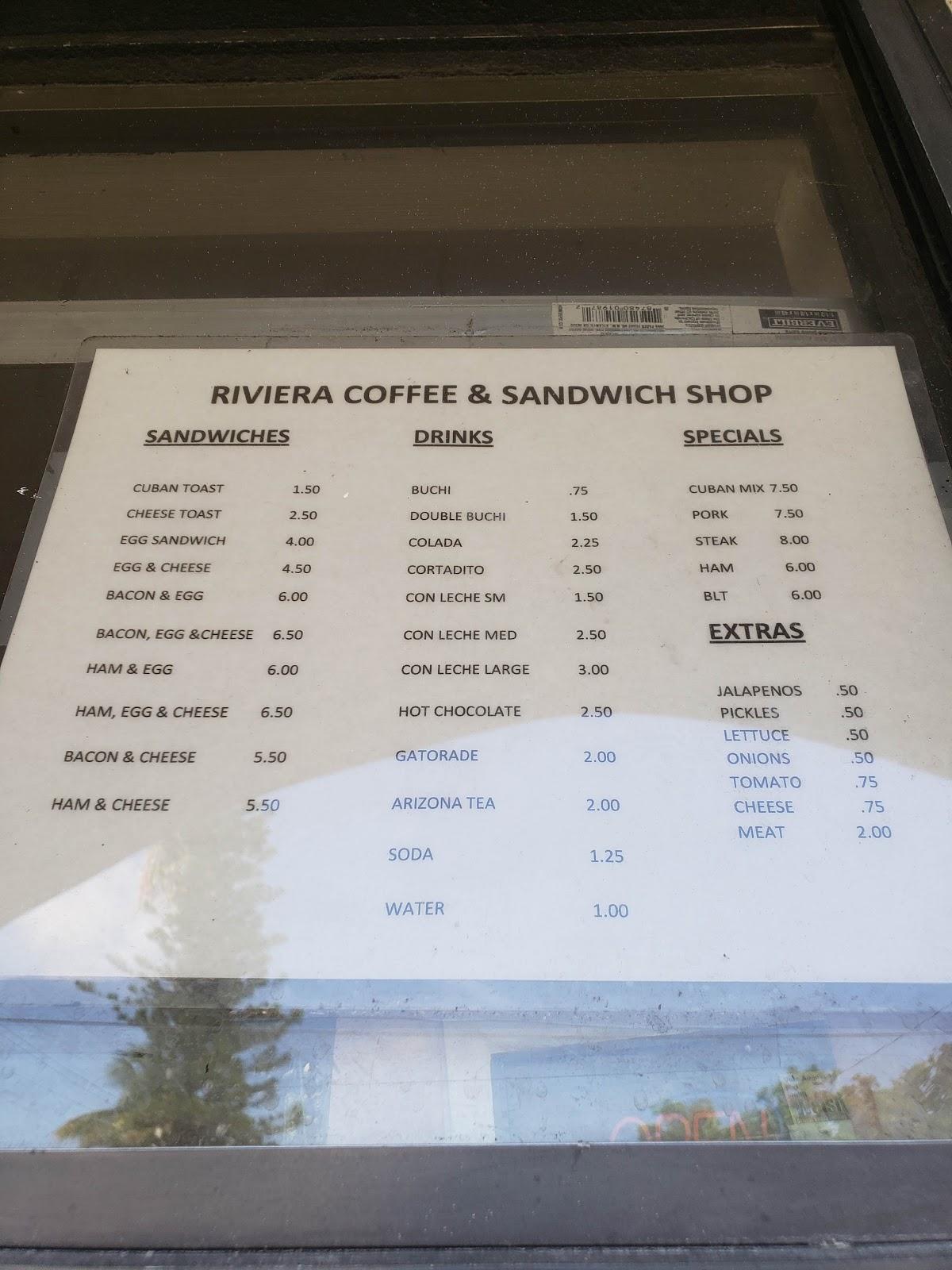 Menu at Riviera Coffee & Sandwich Shop cafe, Key West