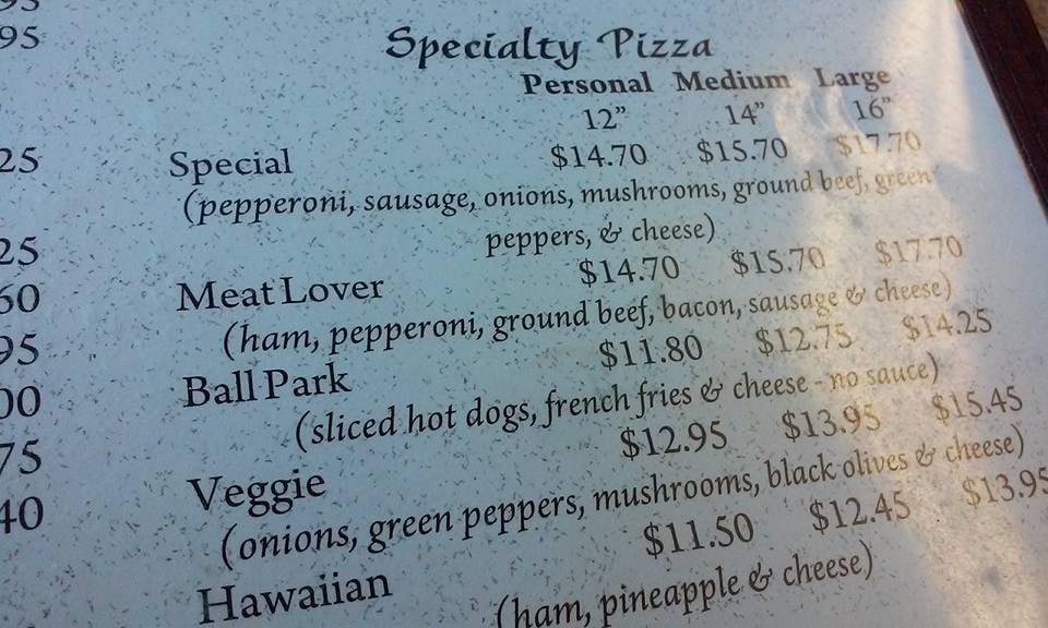 Menu at Scotto's Pizza pizzeria, Glasgow
